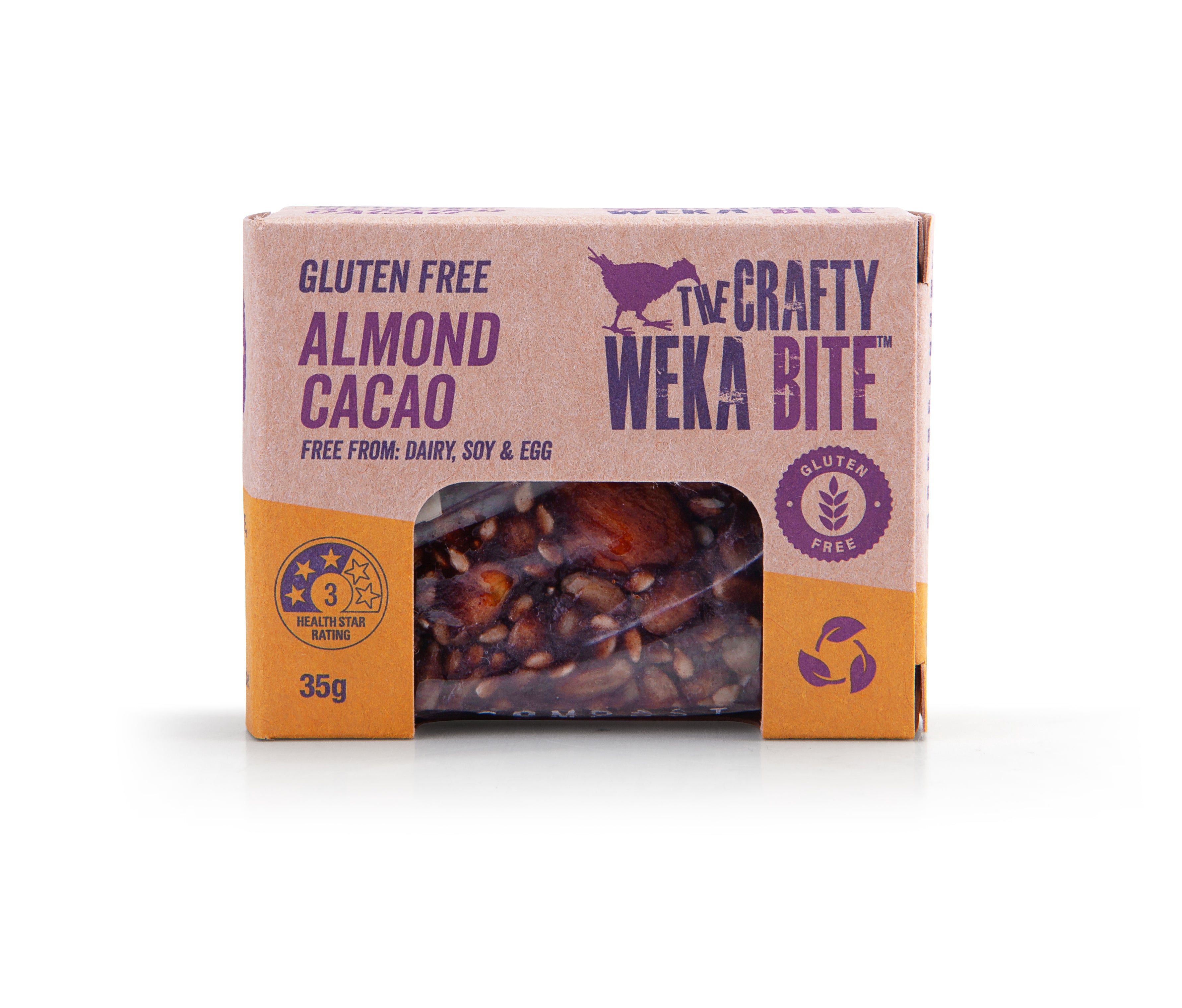 12x Bite Size Almond Cacao Flavour Gluten Free Snack Bars – Crafty Weka